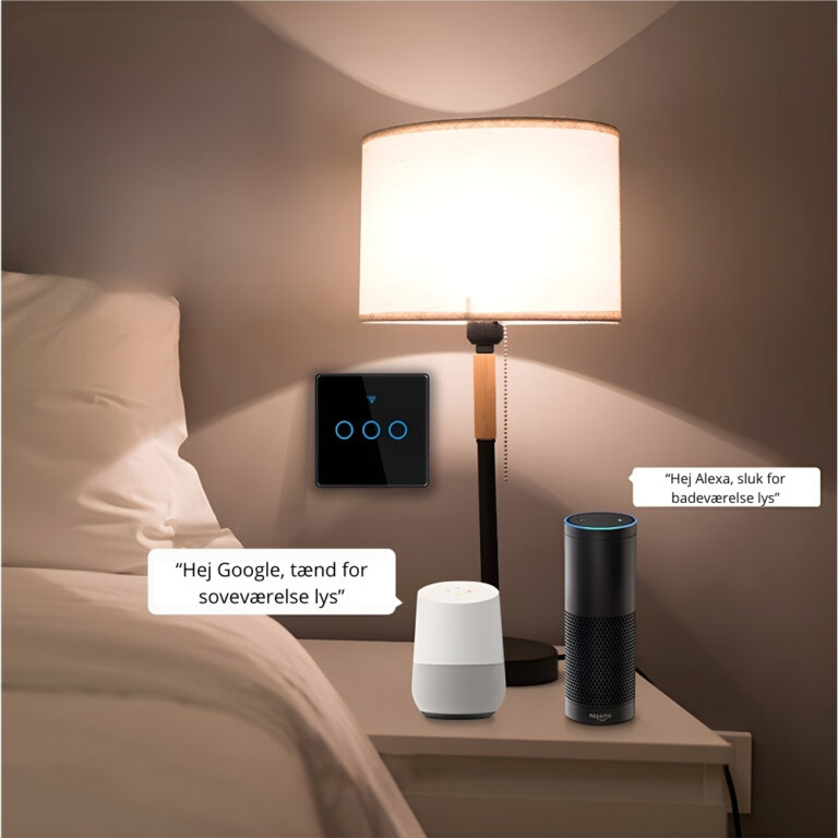 Smart WiFi lyskontakt med touch 3 zoner - gratis app-styring
